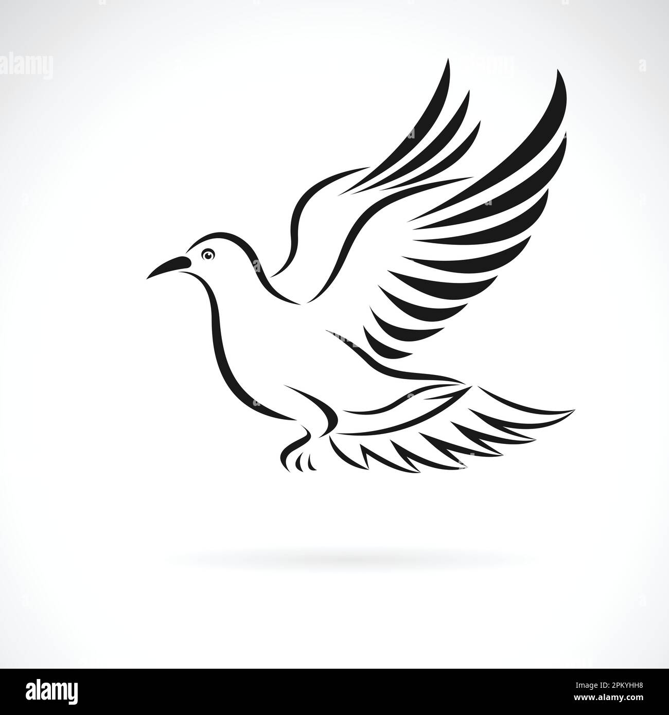 Vector of a pigeons are flying on white background. Easy editable ...