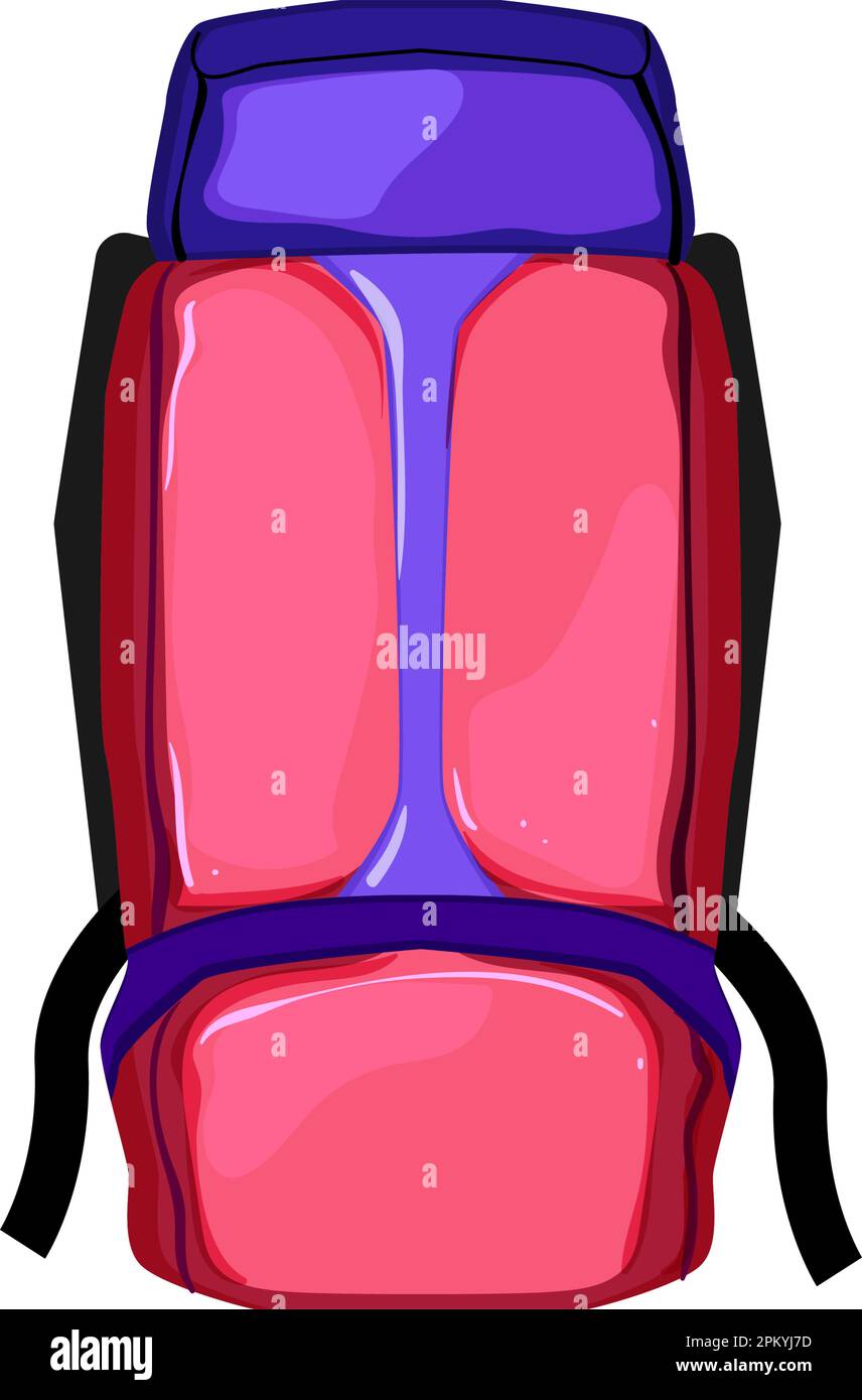 trekking hiking backpack cartoon vector illustration Stock Vector Image ...