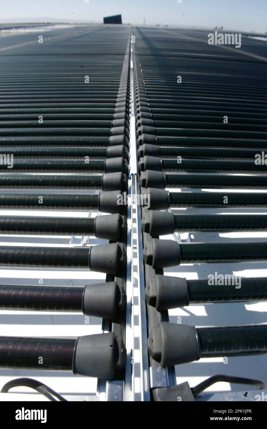 Solar tubes installed in the rooftop photovoltaic system at Solyndra ...