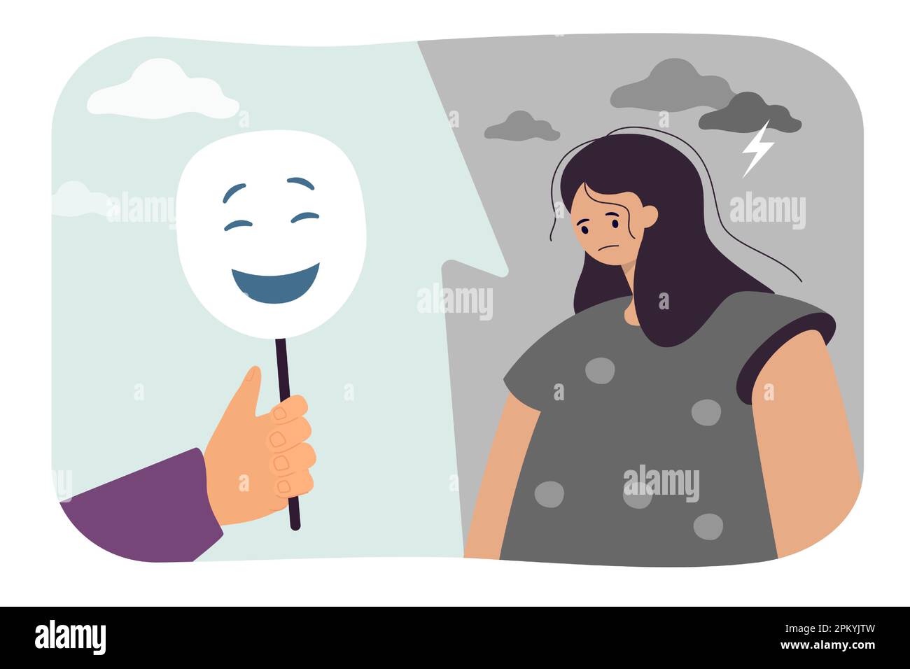 Cartoon woman fake smile Stock Vector Images - Alamy