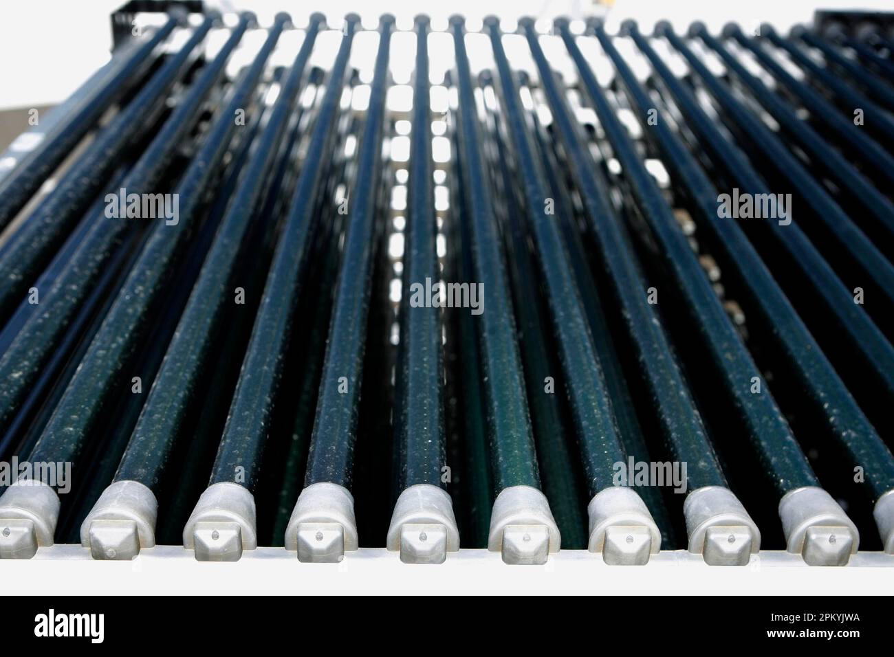 Solar tubes in a rack ready to be installed in the rooftop photovoltaic ...