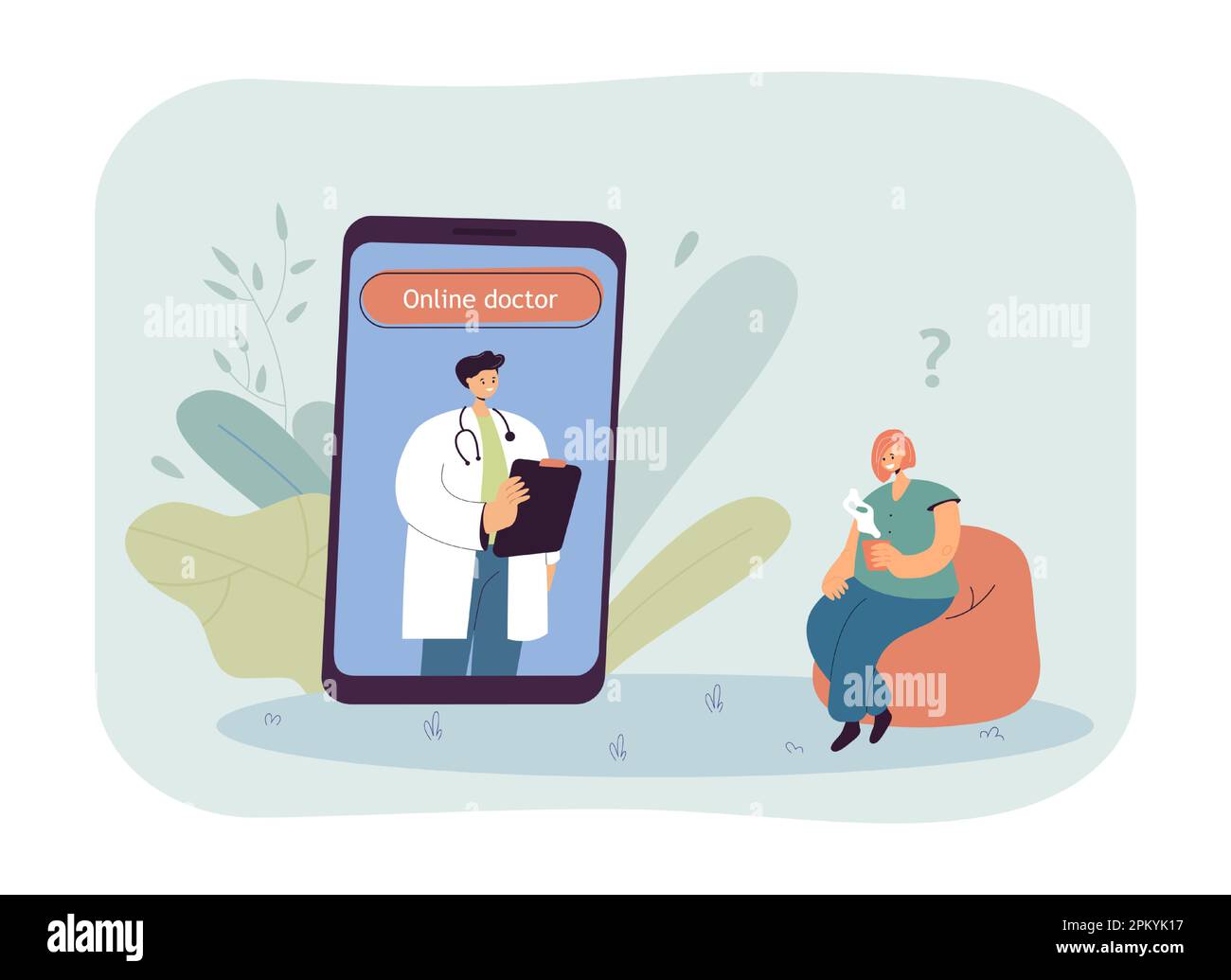 Huge phone with online doctor on screen and tiny patient Stock Vector ...