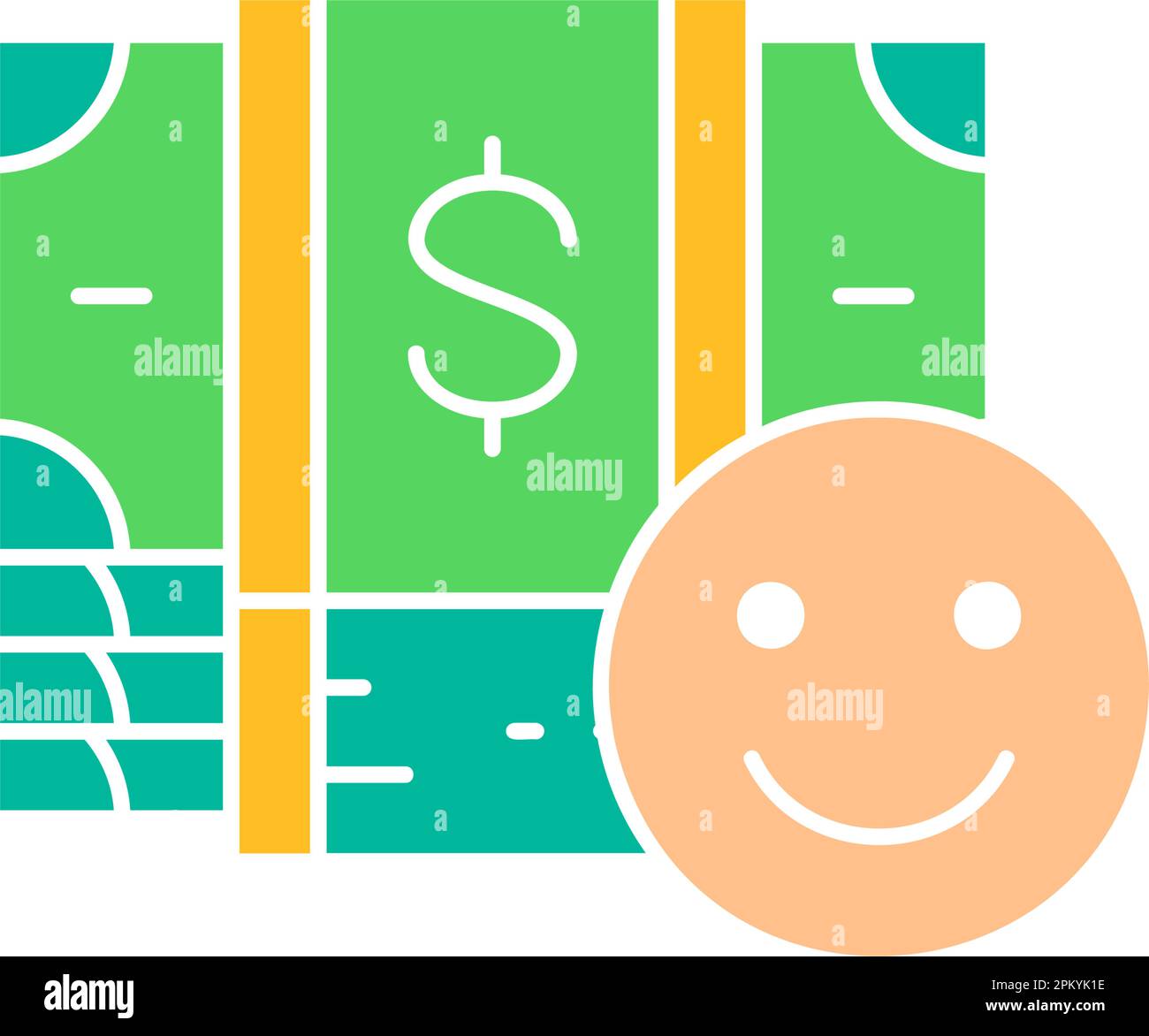 Dollar banknotes with happy face, money insurance, cash payment white ...