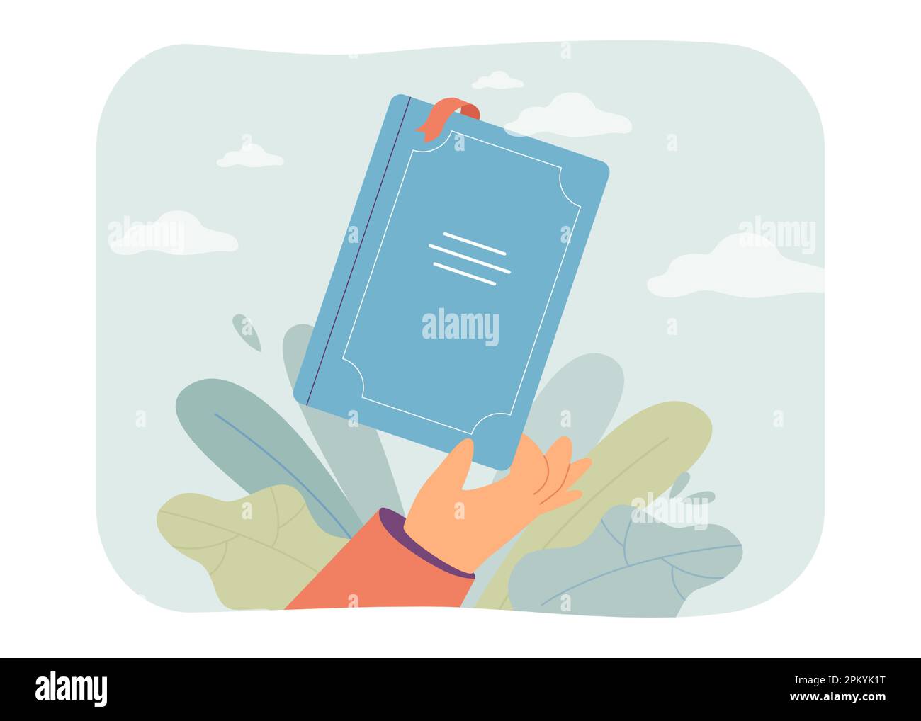 Hand holding closed book or diary with bookmark Stock Vector Image ...