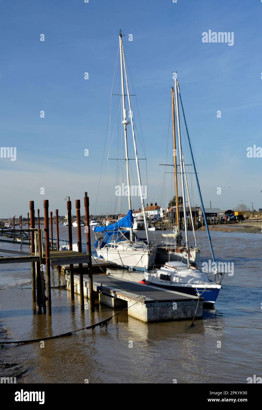 sailing boats moored on walberswick side of river blythe southwold ...