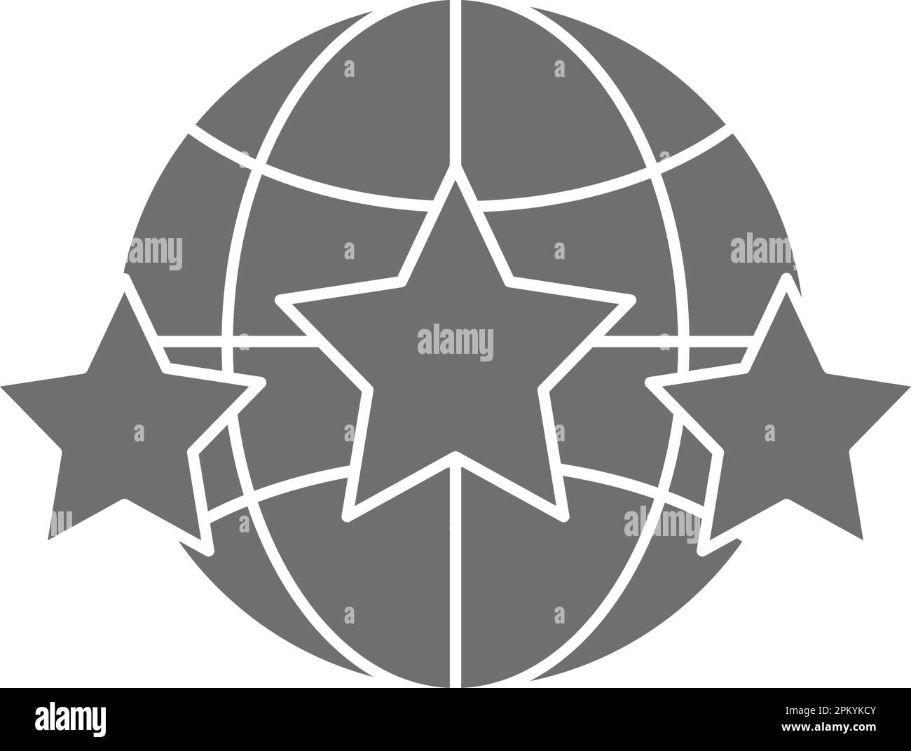 Globe earth with star, rating grey fill icon. Global technology ... Globe earth with star, rating grey fill icon. Global technology ...