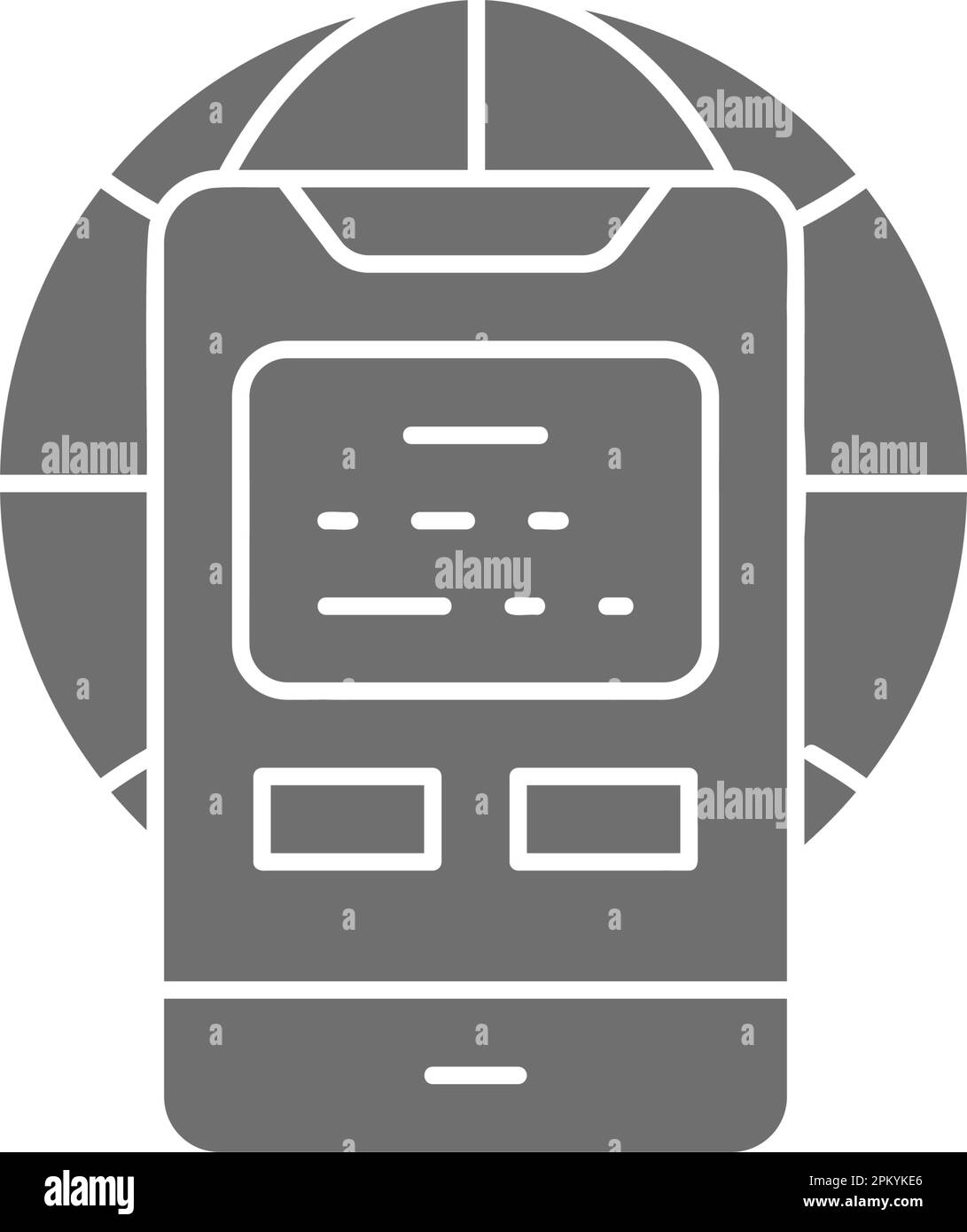 Globe earth with mobile phone grey fill icon. Global technology ...