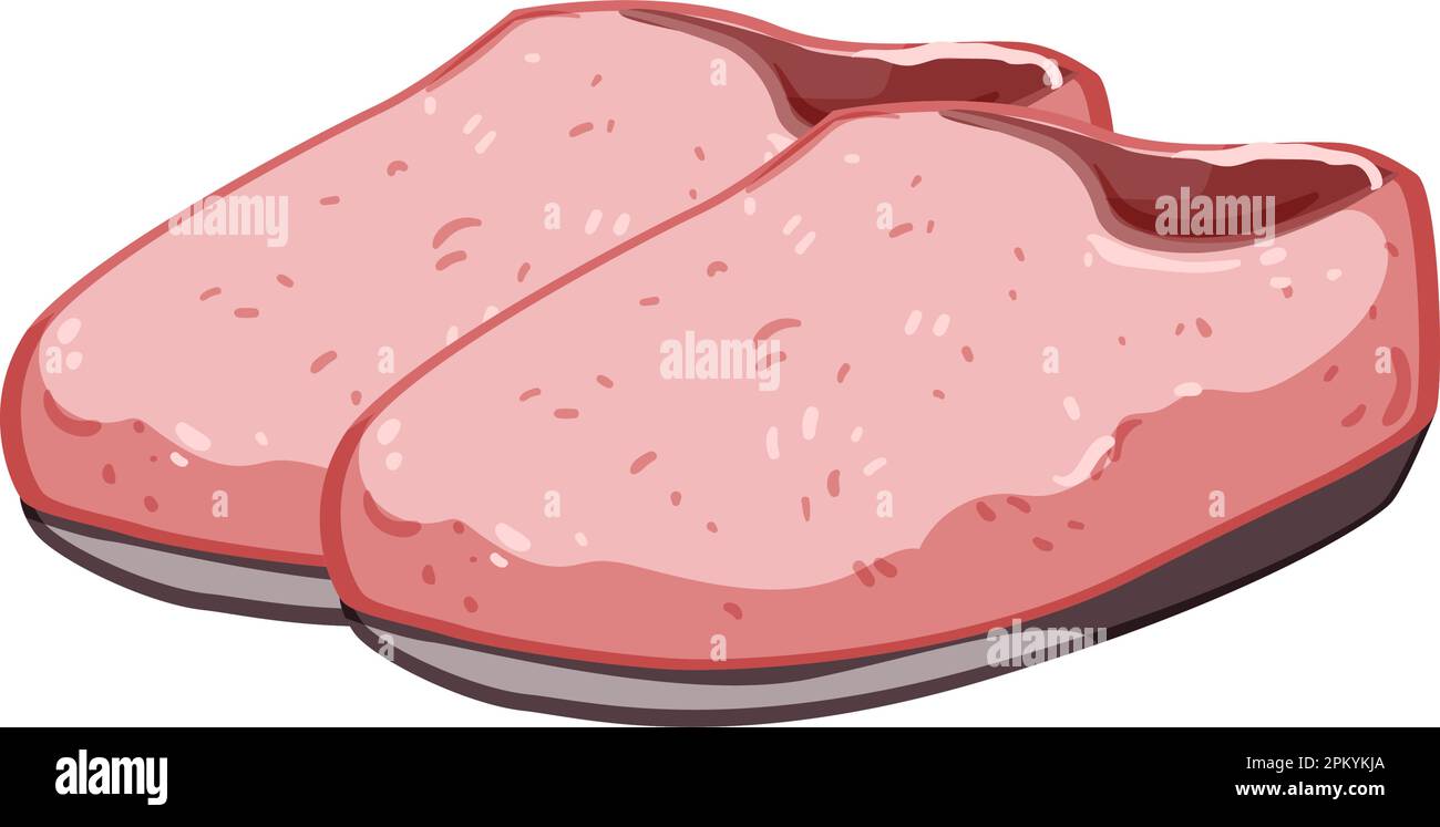 fluffy kid slippers cartoon vector illustration Stock Vector Image ...