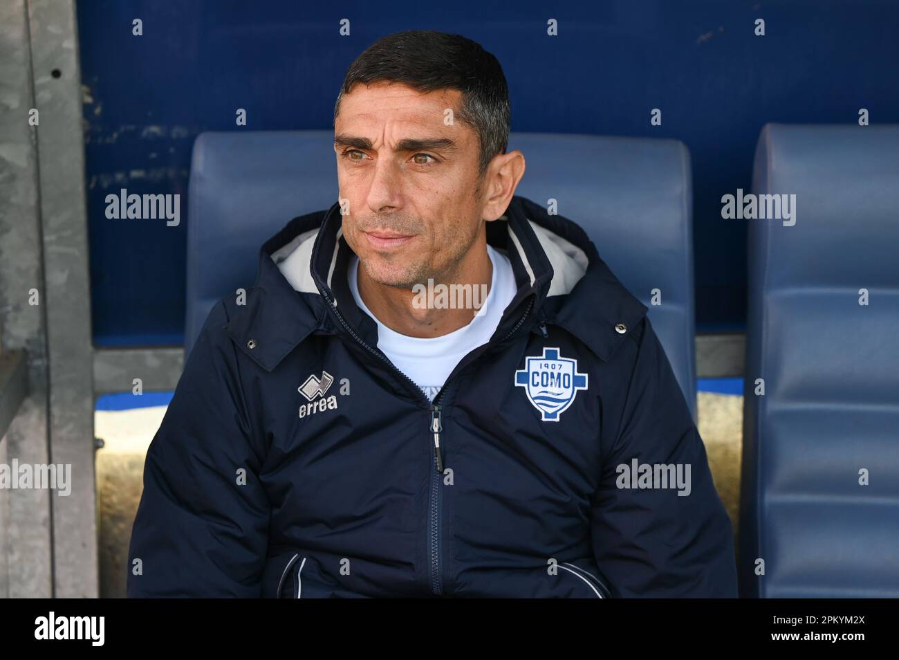 Como, Italy. 10th Apr, 2023. Coach Moreno Longo Calcio Como during the ...