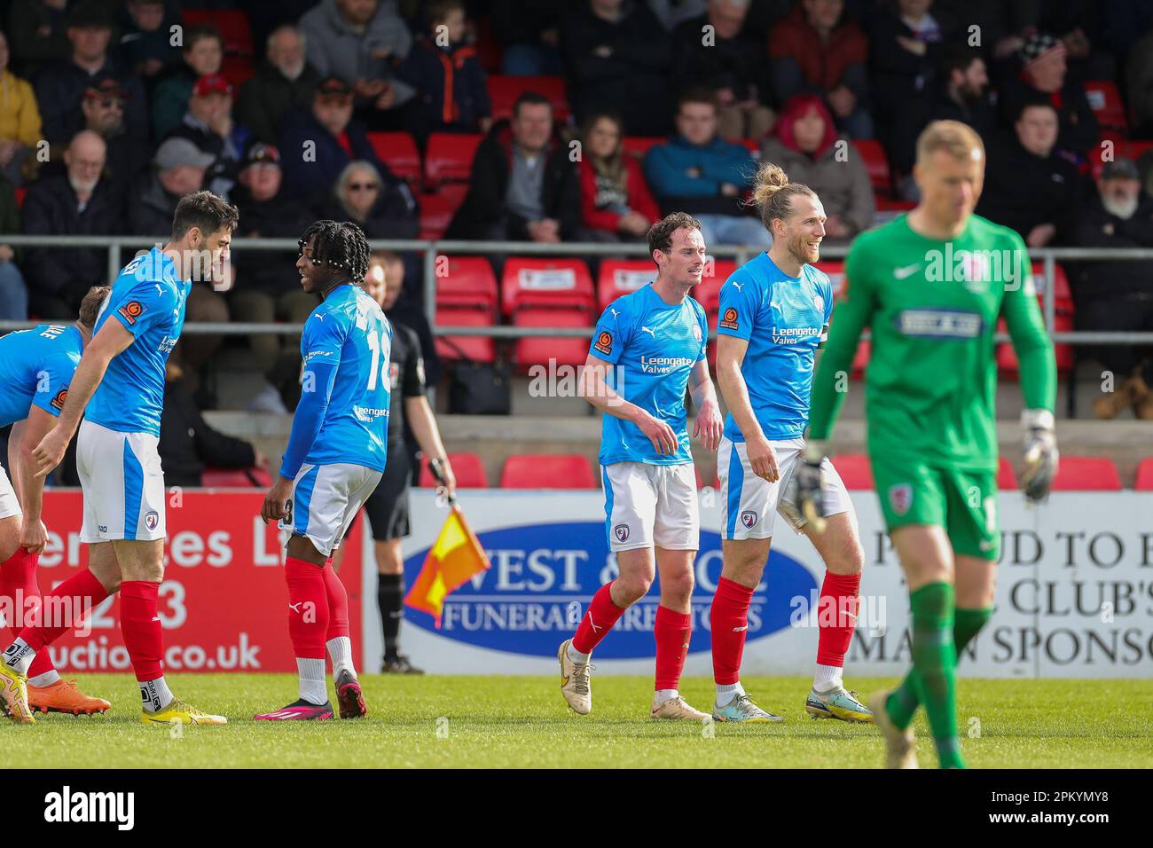 Dagenham, Kent, UK. 10 April 2023. Chesterfield forward Liam Mandeville ...