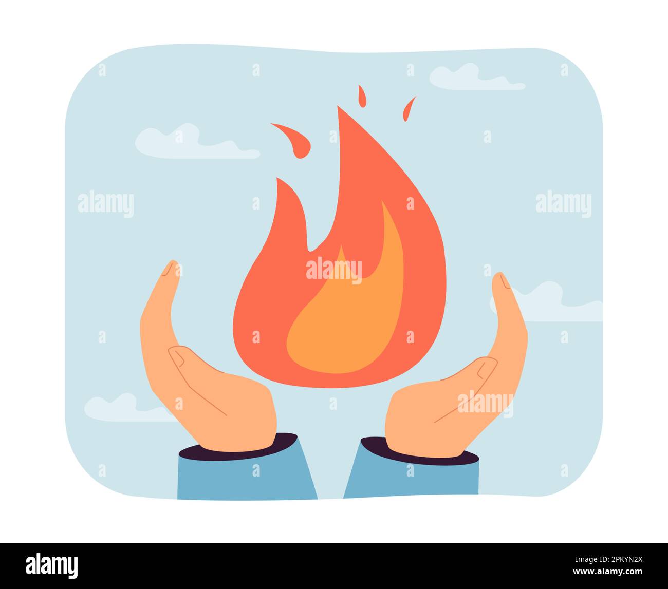 Human hands holding burning flame Stock Vector Image & Art - Alamy