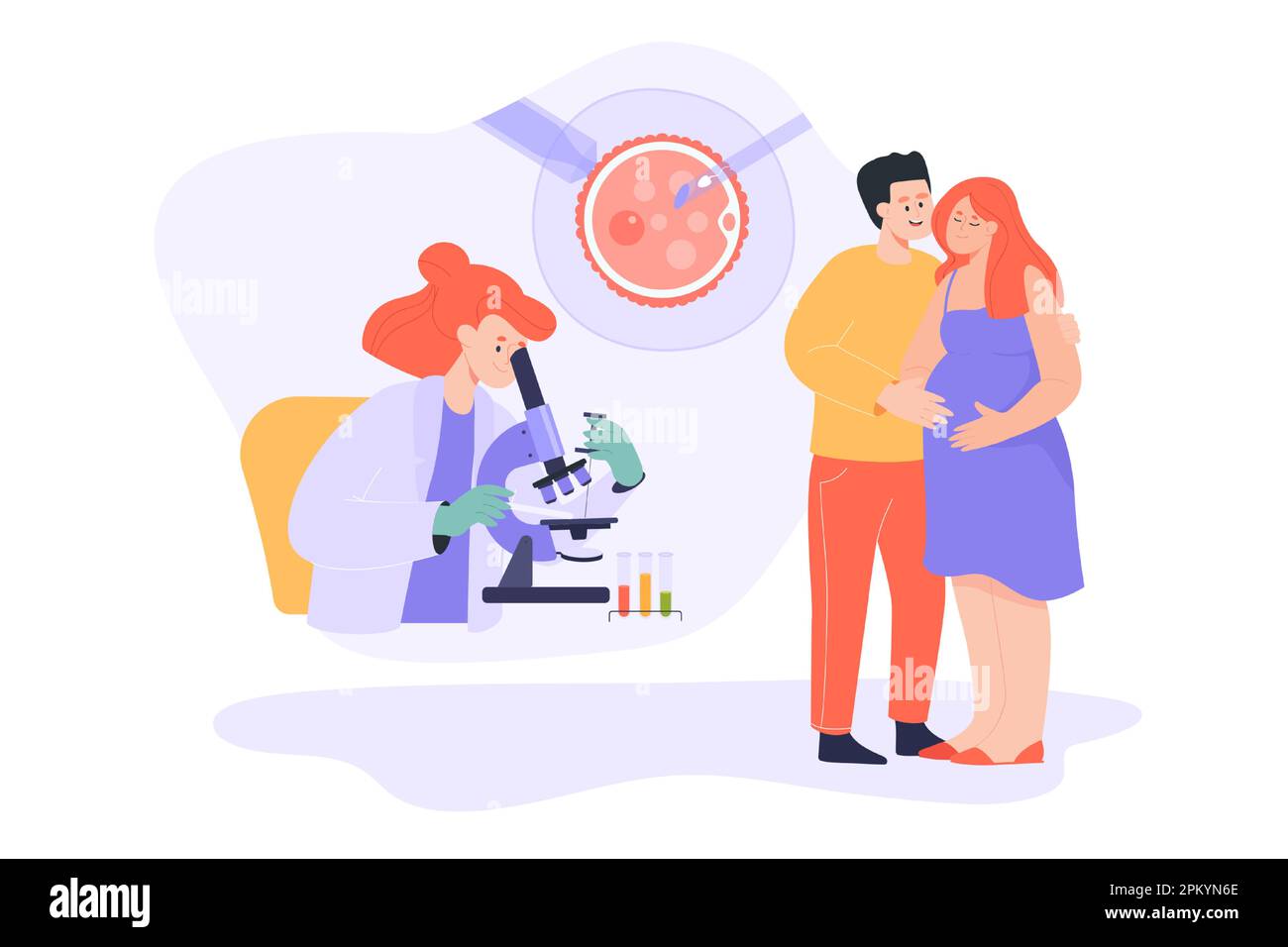 Couple after in vitro fertilization flat vector illustration Stock ...