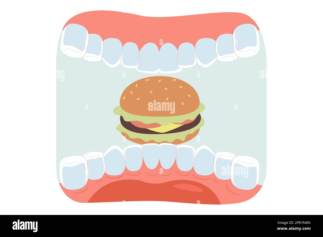 Burger in mouth flat vector illustration Stock Vector Image & Art - Alamy