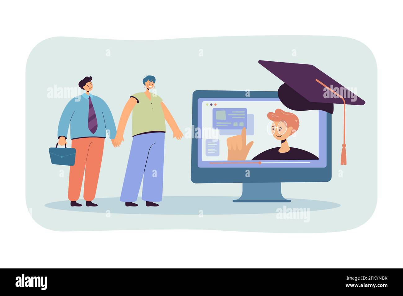 Students and laptop with online courses flat vector illustration Stock ...