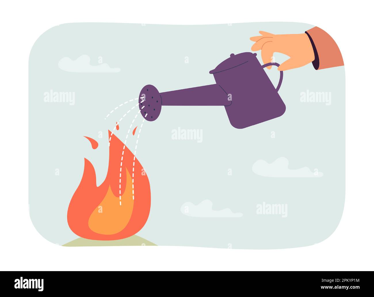 Hand holding watering can above fire Stock Vector Image & Art - Alamy
