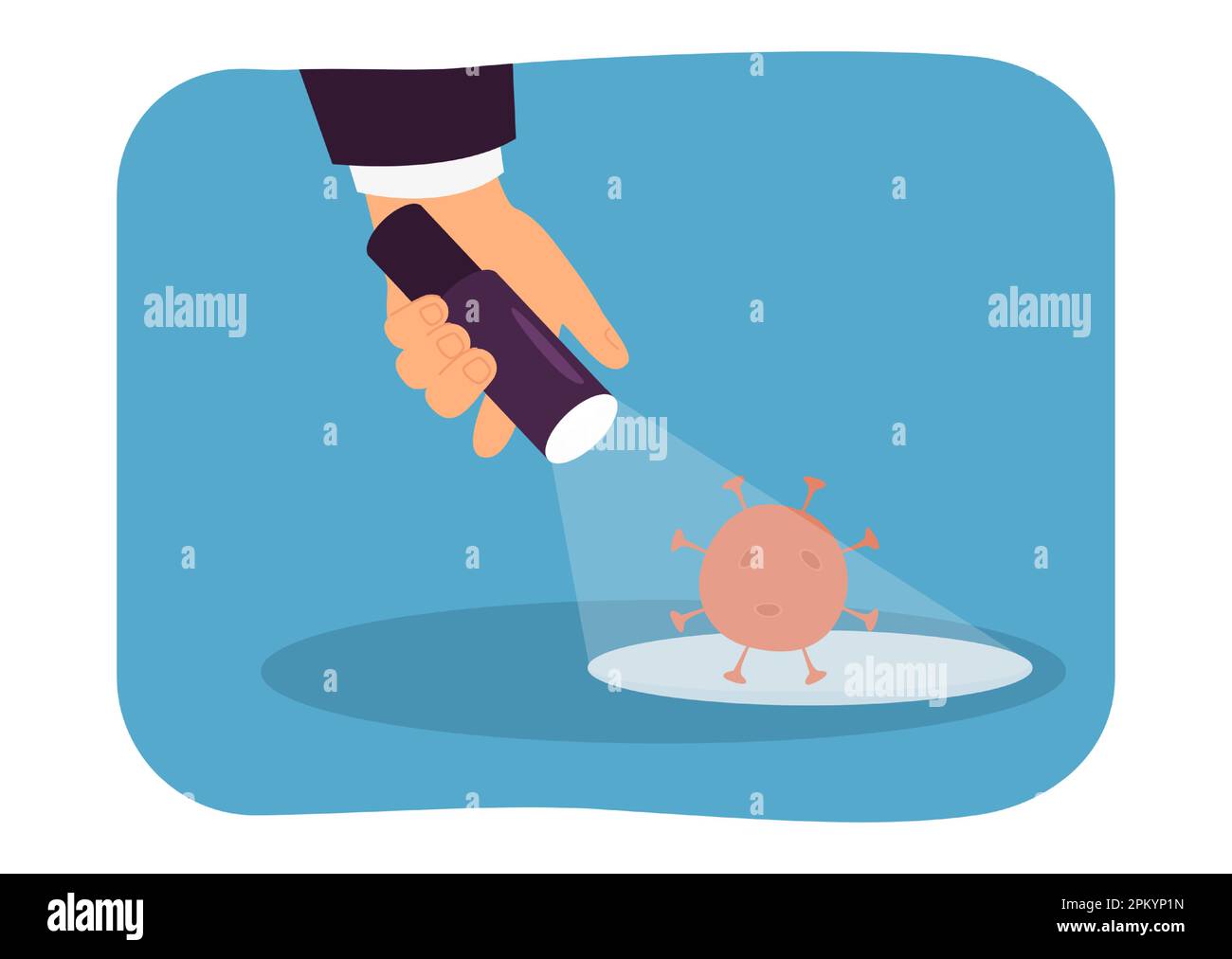 Hand with torch lighting up coronavirus bacteria Stock Vector Image ...