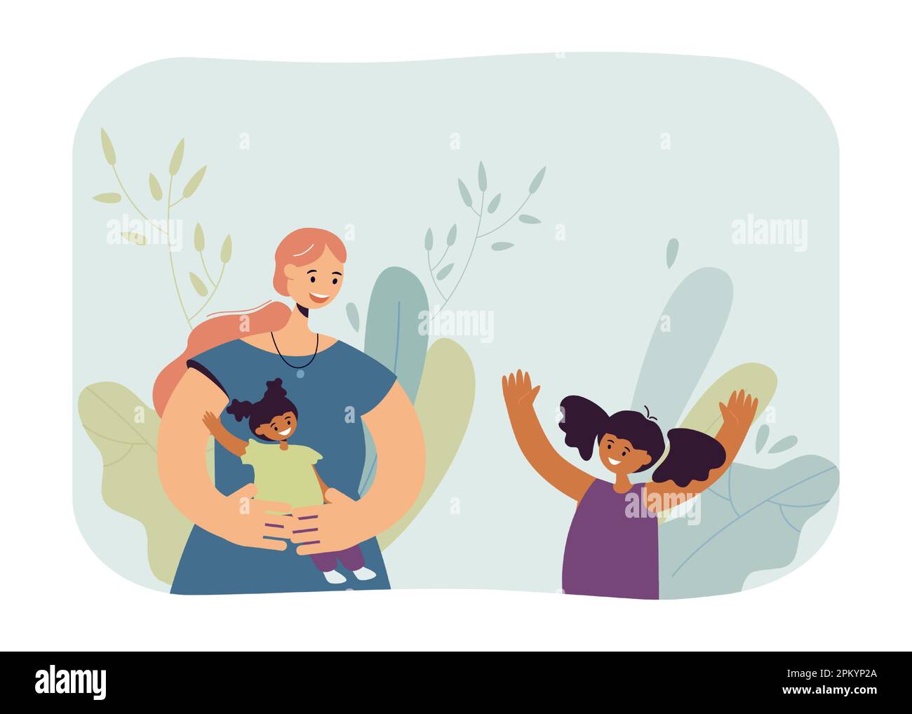 Happy mother with daughter flat vector illustration Stock Vector Image ...