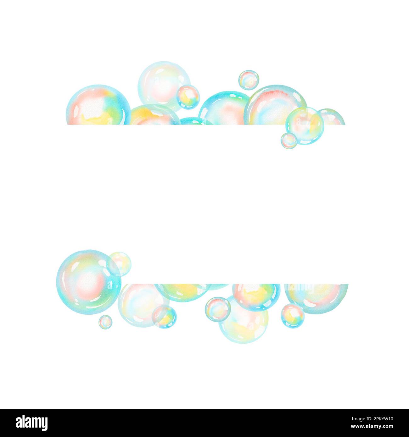 Soap bubbles frame. Watercolor illustration Stock Photo - Alamy