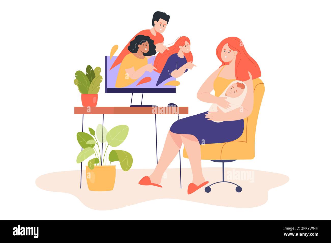 People on computer screen blaming young mother Stock Vector Image & Art ...