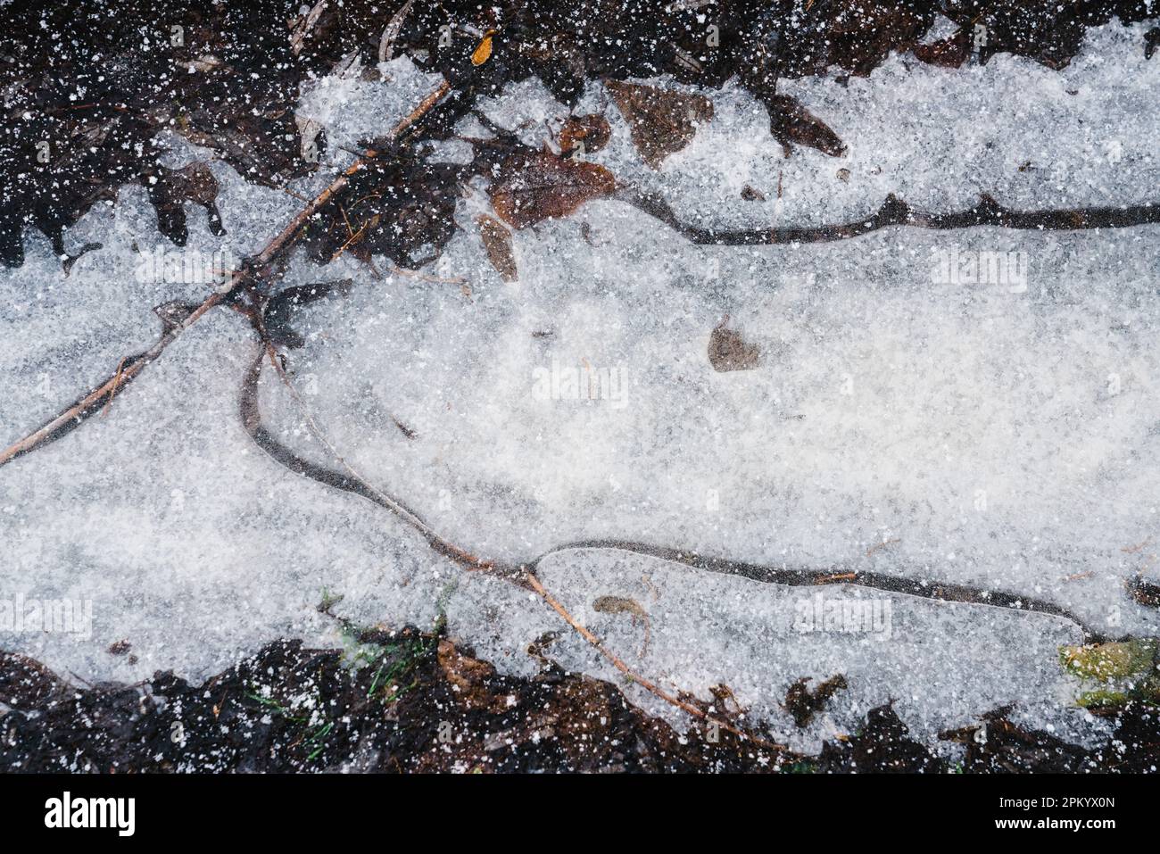 Snow falling on ground Stock Photo - Alamy