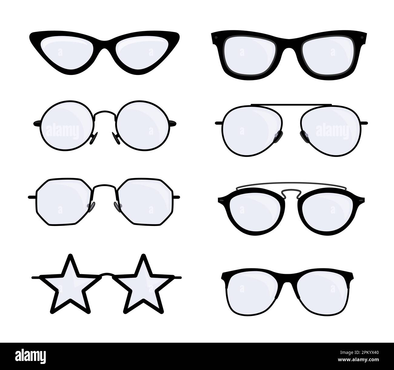 Different glasses designs vector illustrations set Stock Vector Image ...