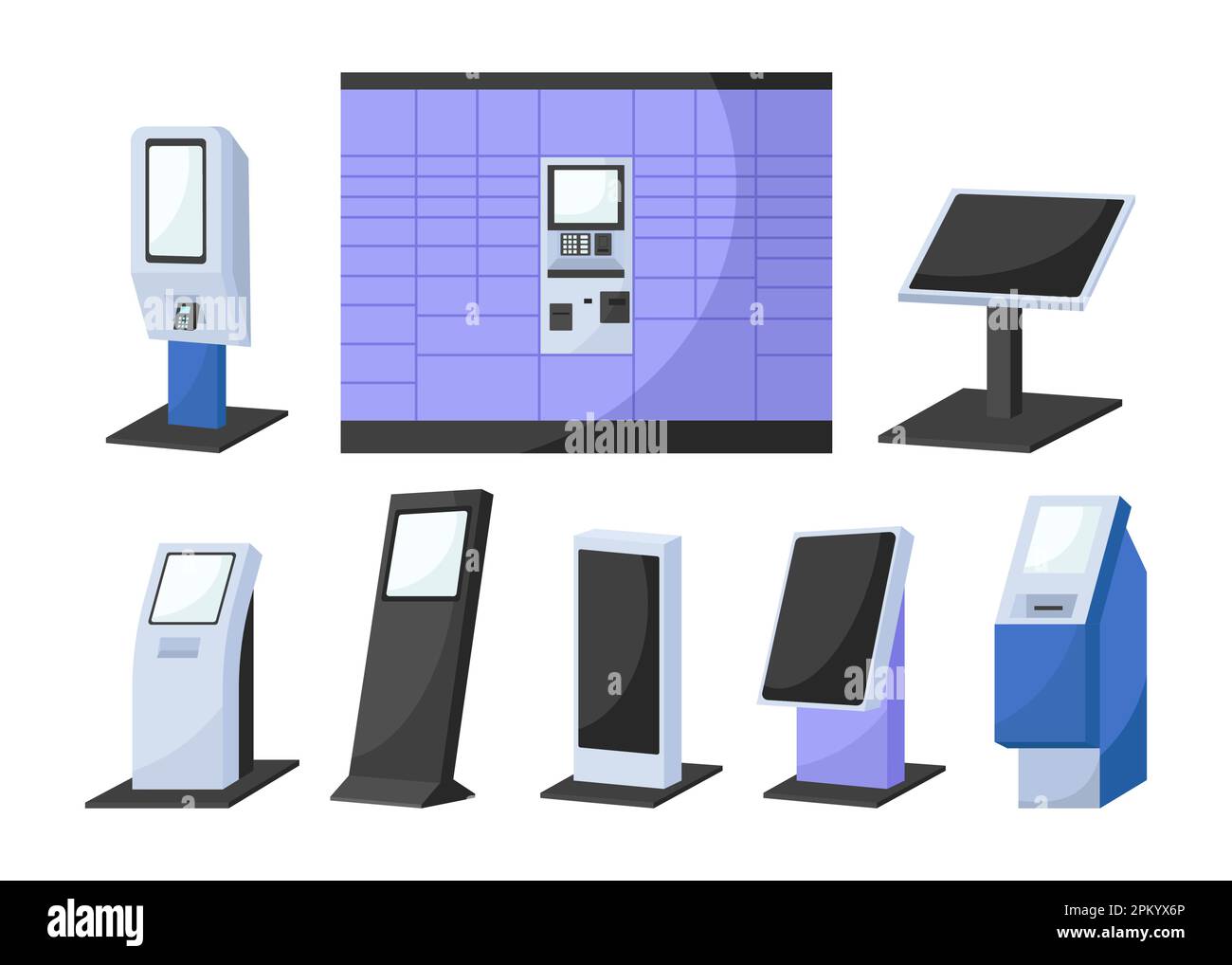 Modern interactive machines for payment vector illustrations set Stock Vector Image & Art - Alamy