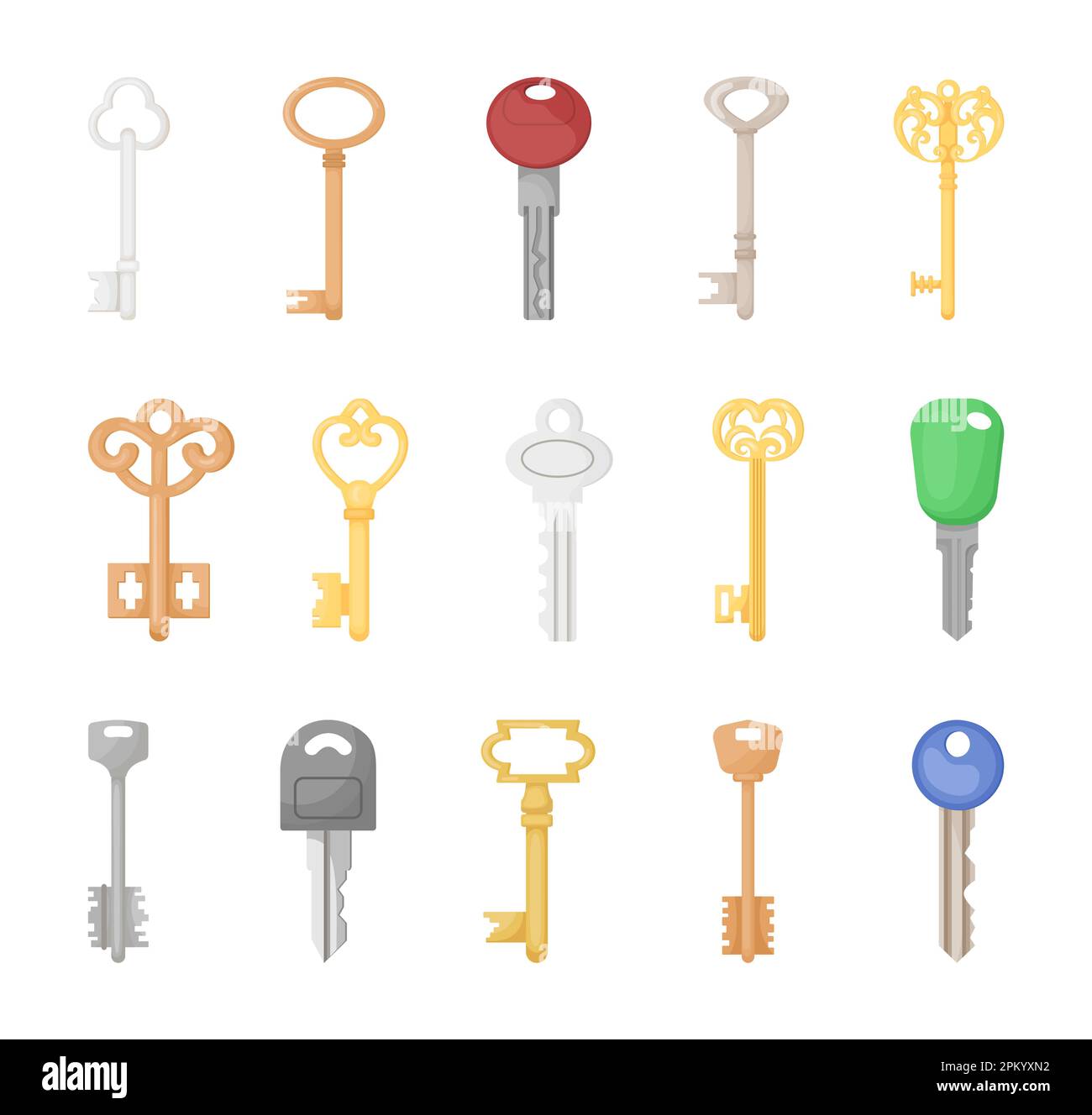 Modern and retro keys flat vector illustrations set Stock Vector Image ...