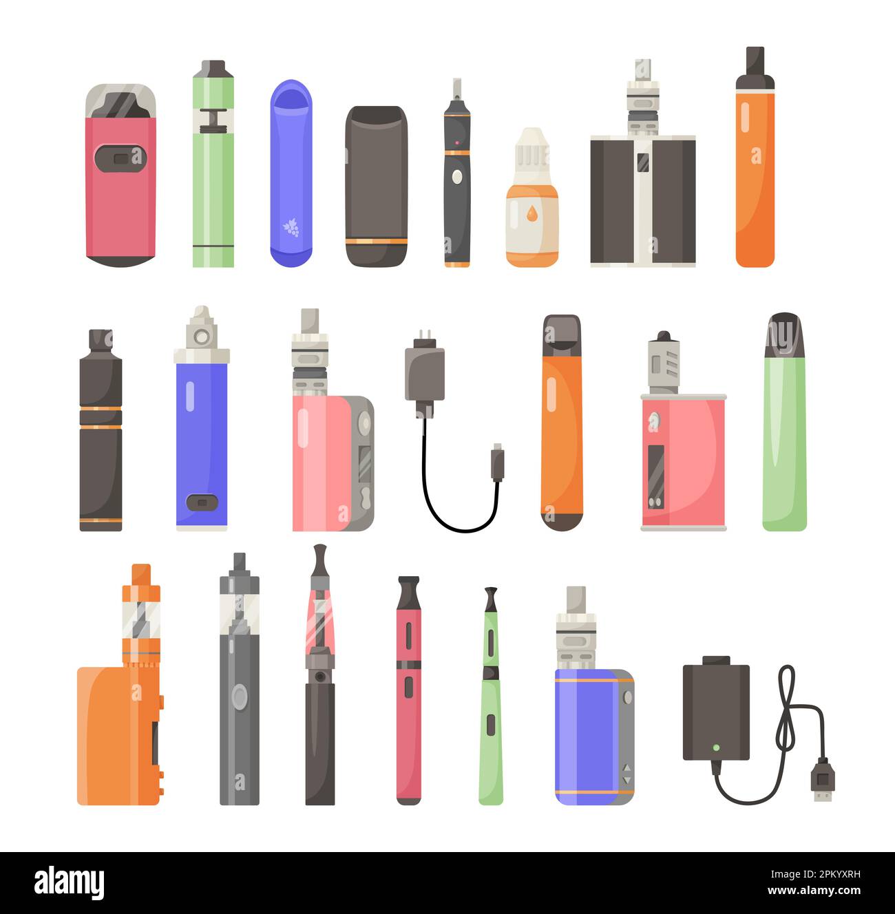 Different Types Of E cigarettes Vector Illustrations Set Stock Vector Different Types Of E cigarettes Vector Illustrations Set Stock Vector