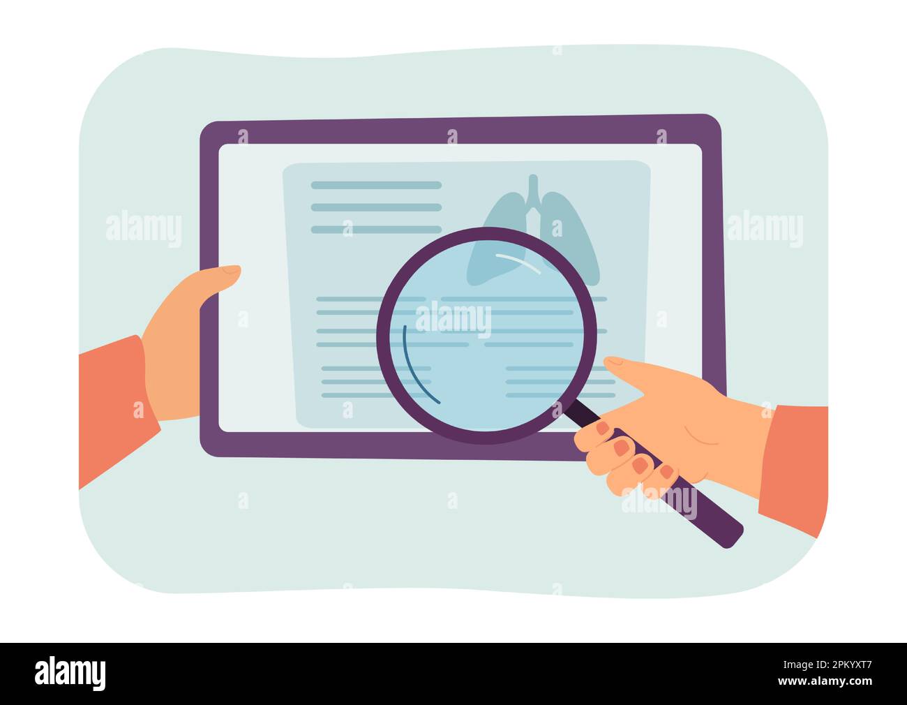Doctor looking at chest X-ray through magnifier Stock Vector Image ...