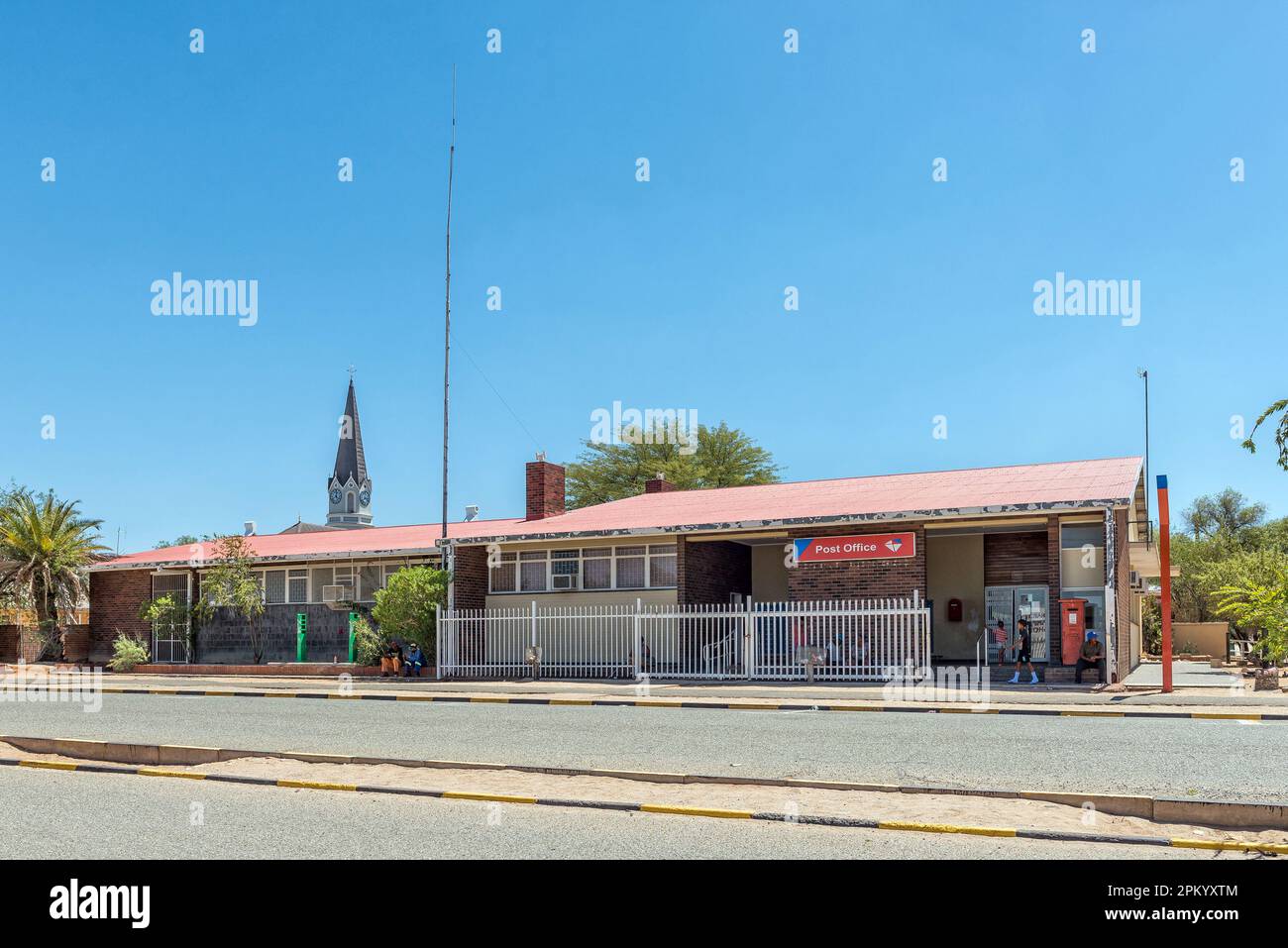 Kenhardt, South Africa - Feb 28 2023: A street scene, with a post ...