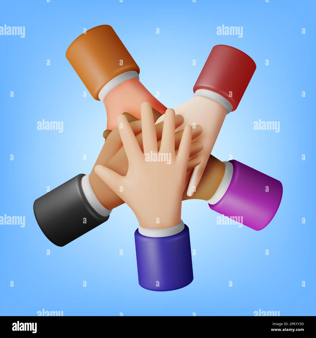 3D People Showing Unity with Their Hands Together Stock Vector Image ...