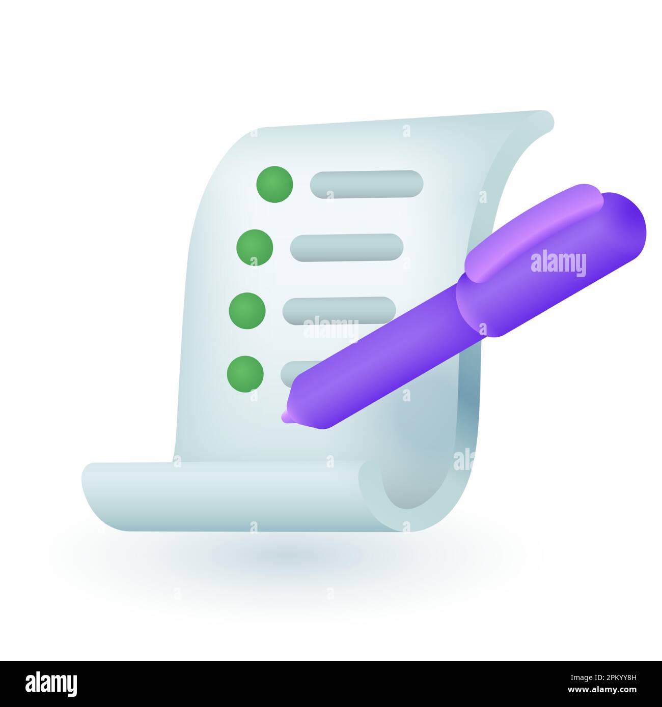 3d cartoon style checklist with pen icon Stock Vector Image & Art - Alamy