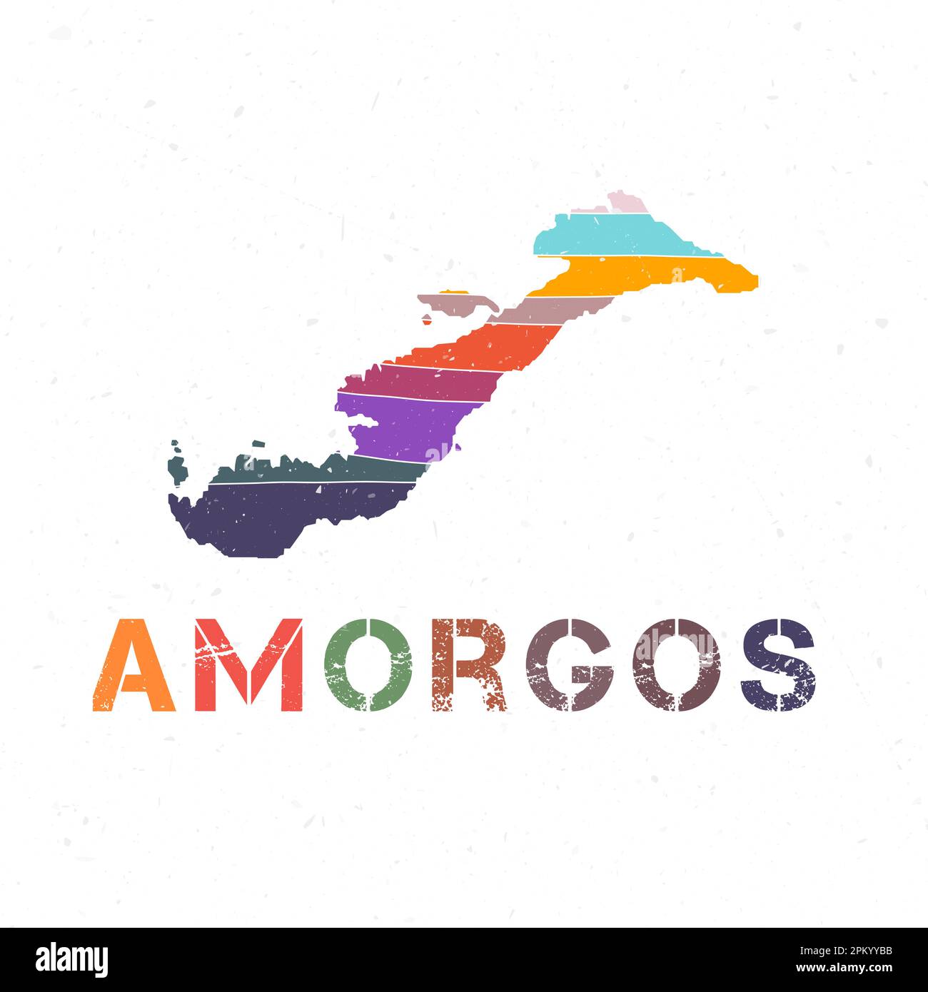 Amorgos map design. Shape of the island with beautiful geometric waves ...