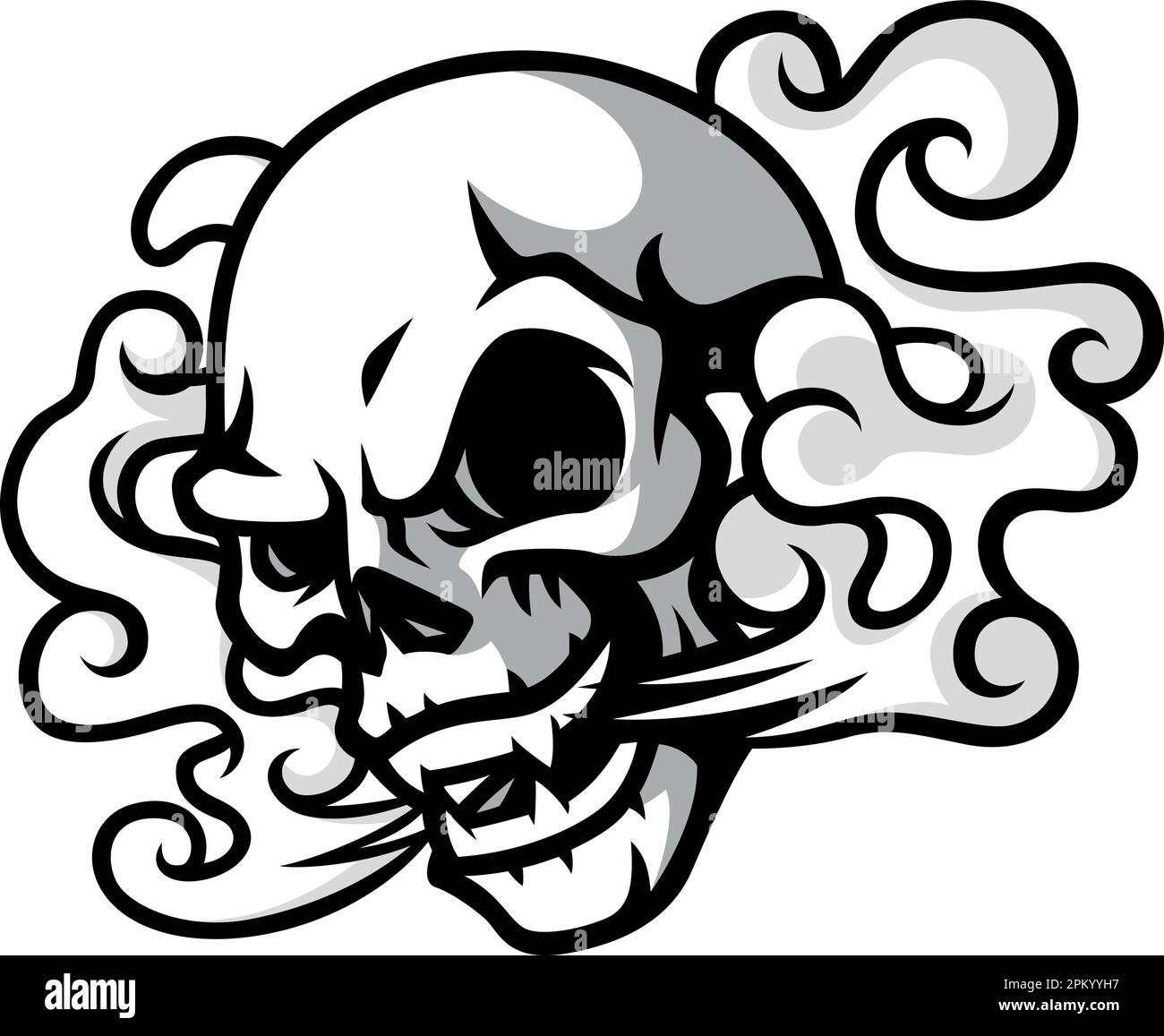 Dangerous Skull with Smoke from Its Jaw Stock Vector Image & Art - Alamy