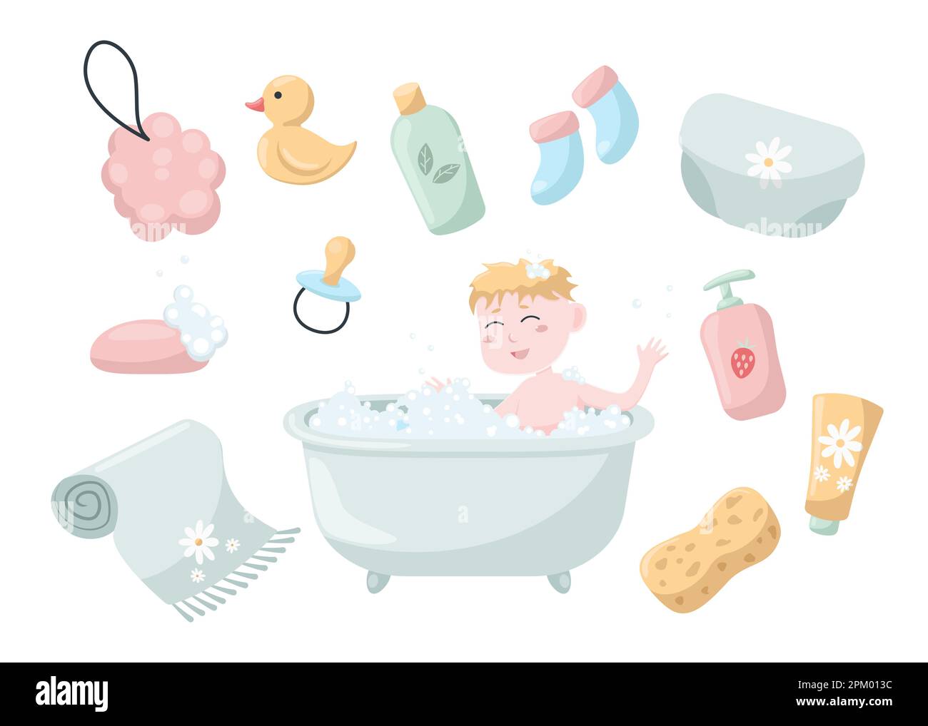 Accessories for bathing children vector illustrations set Stock Vector ...