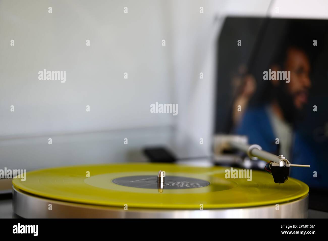 Colored vinyl on the record player Stock Photo - Alamy