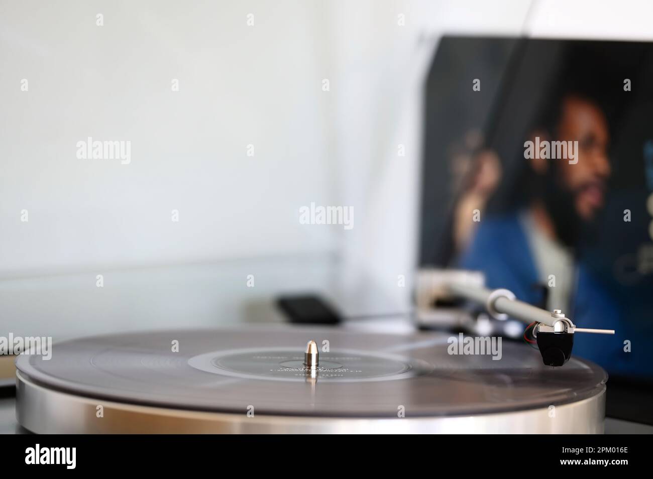 Colored vinyl on the record player Stock Photo - Alamy