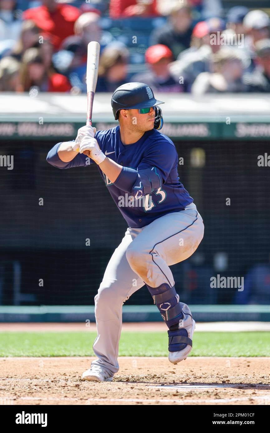 Seattle Mariners' Ty France bats against the Cleveland Guardians during ...