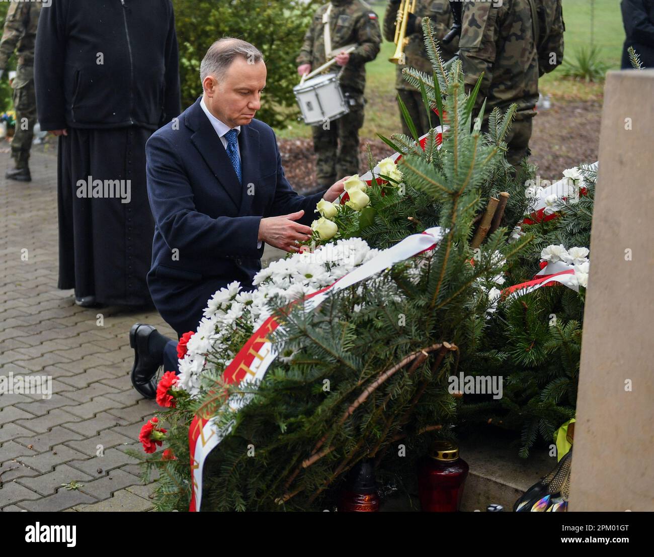 President of the Republic of Poland Andrzej Duda lays a wreath at the ...