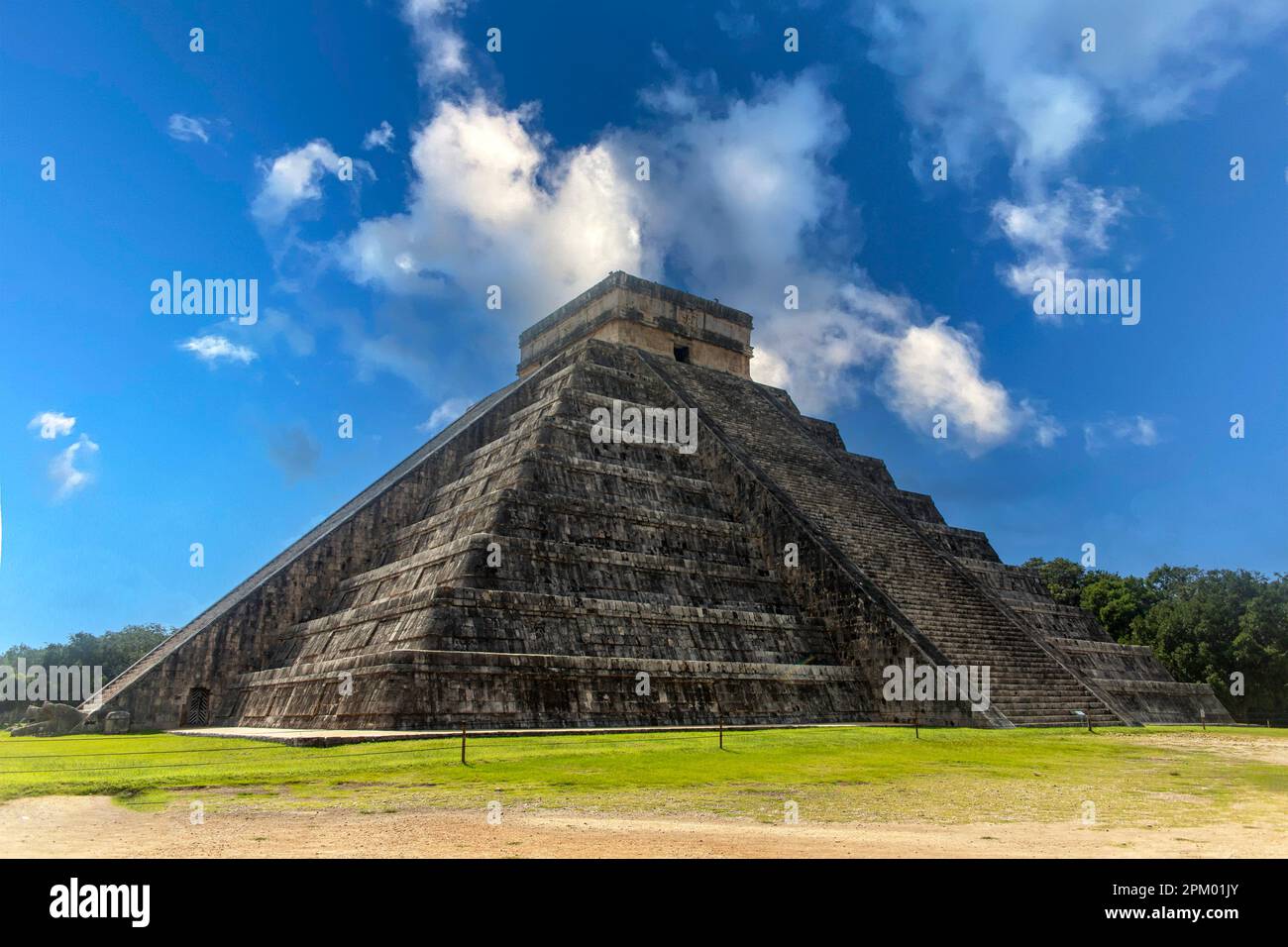 The pyramid of Chichen Itza in honor of the God Kukulkan the feathered ...