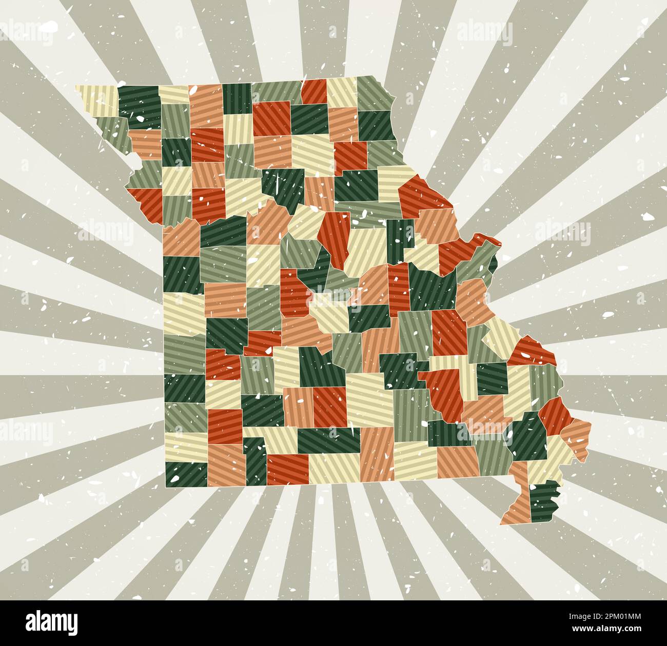 Missouri vintage map. Grunge poster with map of the US state in retro ...