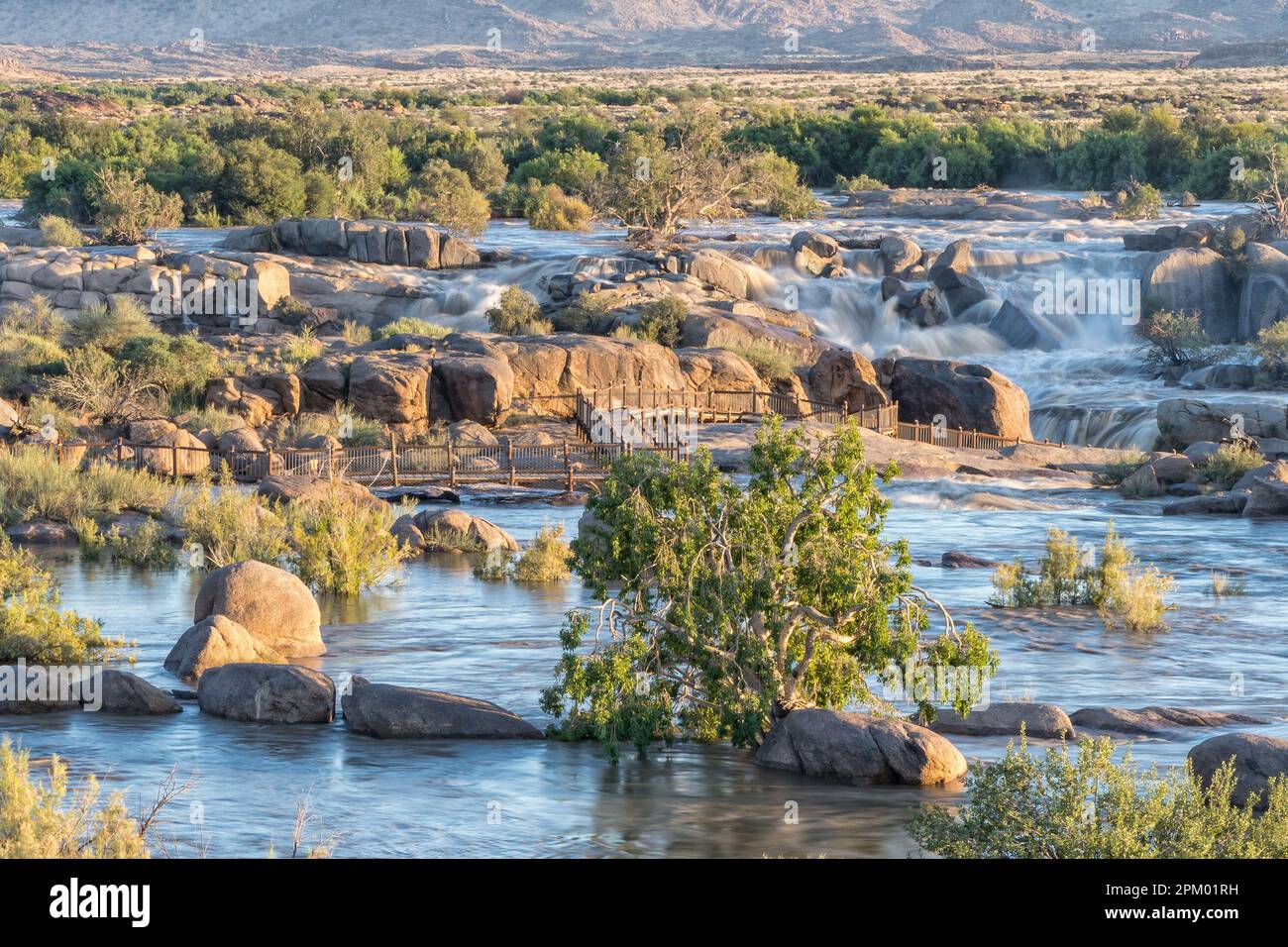 A view of the boardwalk to the main Augrabies waterfall. The Orange ...