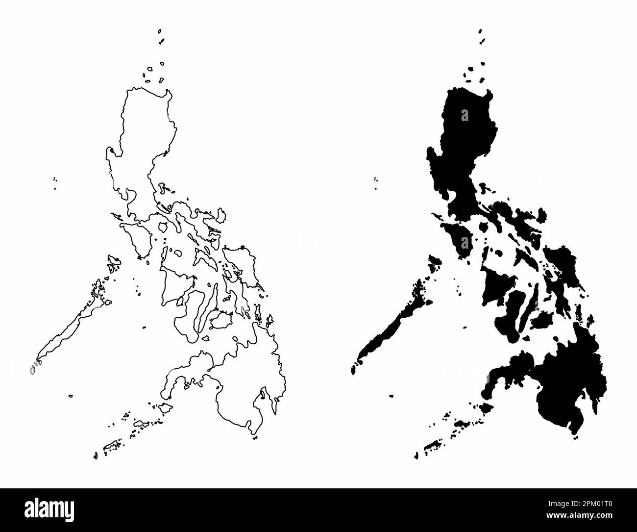 Philippines contour maps isolated on white background Stock Vector ...