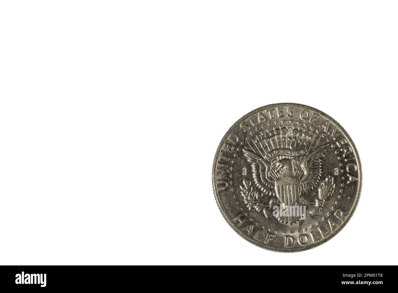 Close up view of back side of half USA dollar coins 1972 years of issue ...