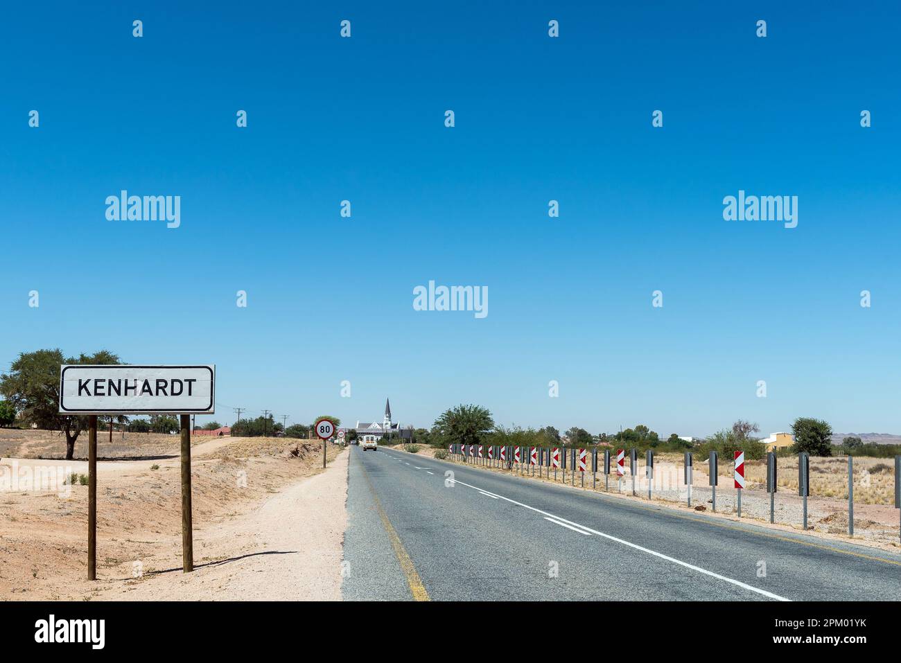 Name board at the Northern entrance to Kenhardt in the Northern Cape ...