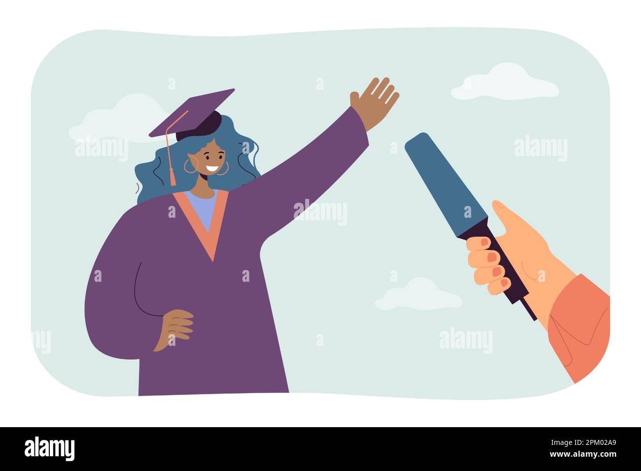 Graduate student giving speech flat vector illustration Stock Vector ...