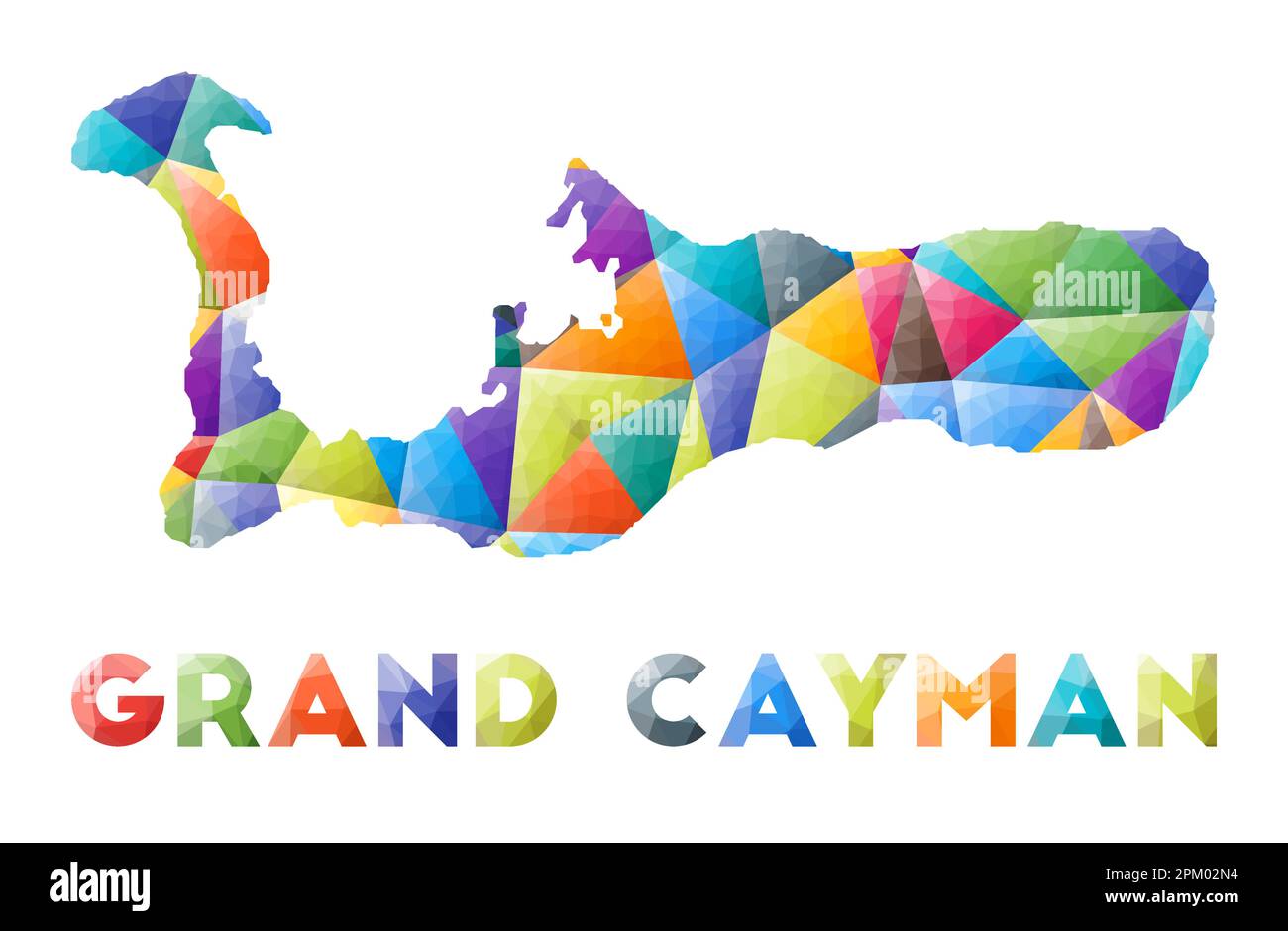 Grand Cayman - colorful low poly island shape. Multicolor geometric ...