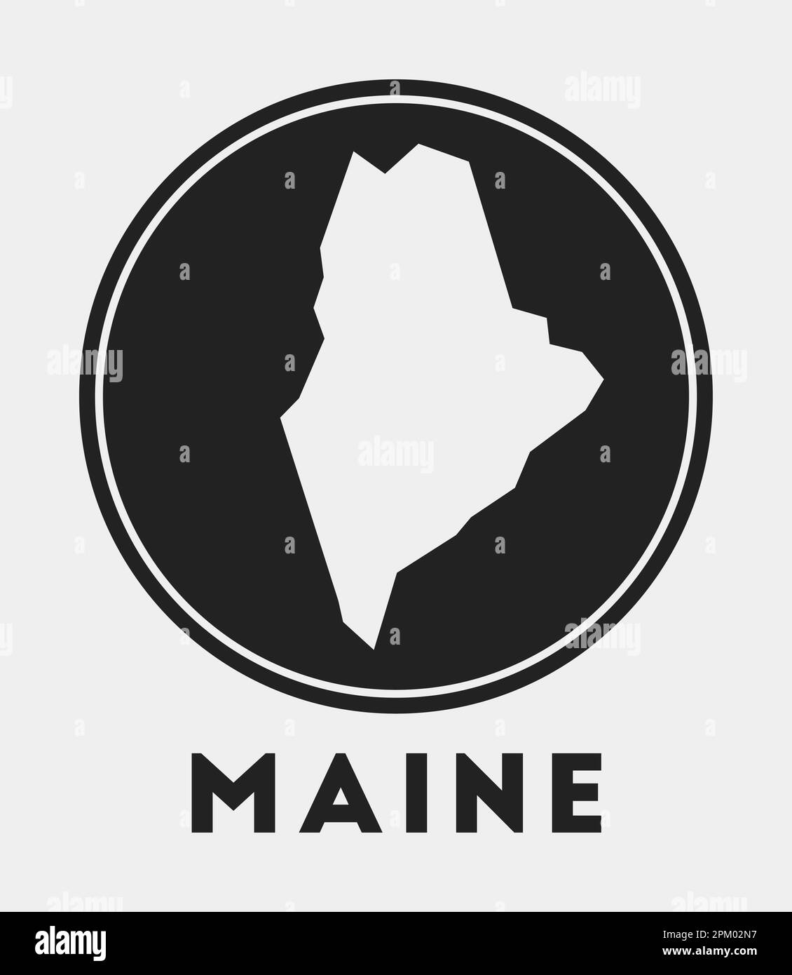 Maine icon. Round logo with US state map and title. Stylish Maine badge ...