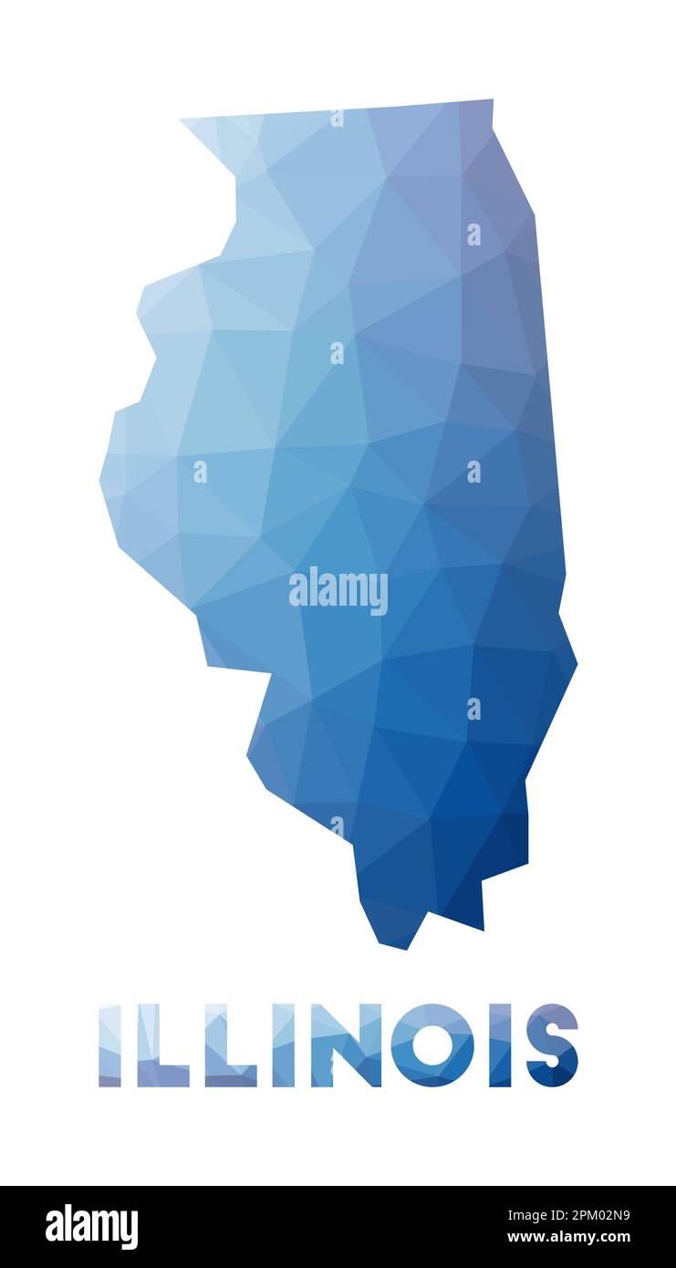 Low poly map of Illinois. Geometric illustration of the US state ...