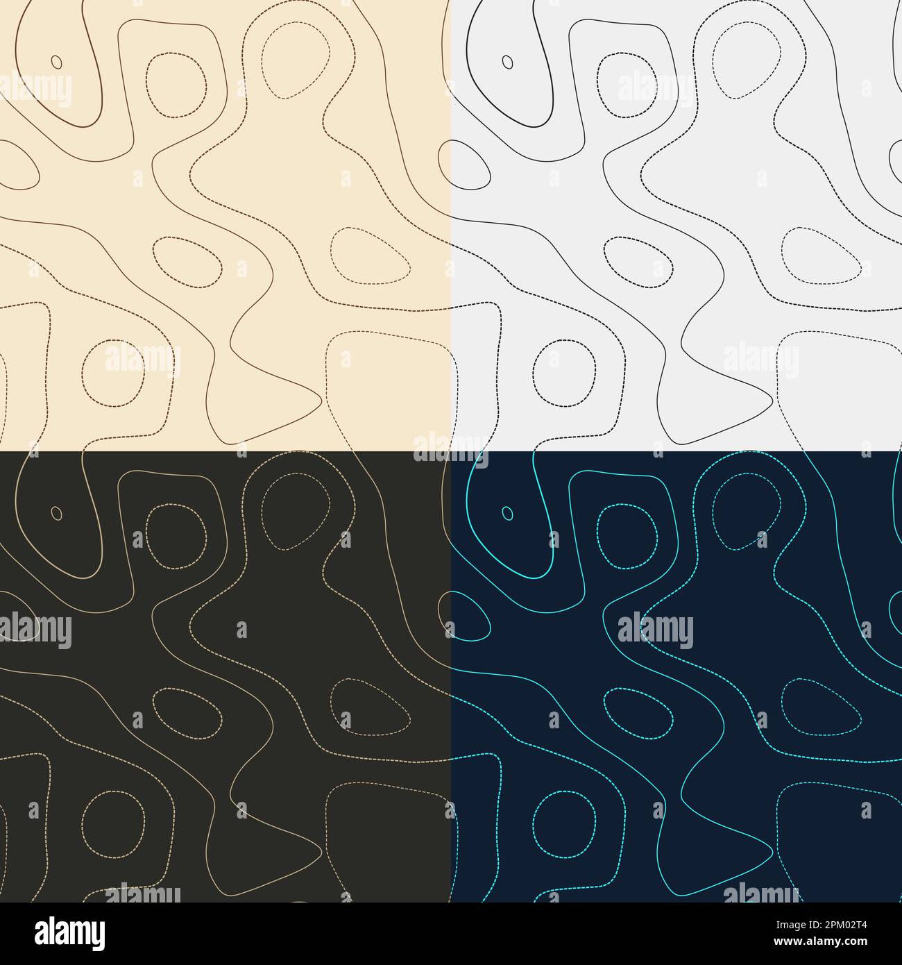 Topography patterns. Seamless elevation map tiles. Authentic isoline ...